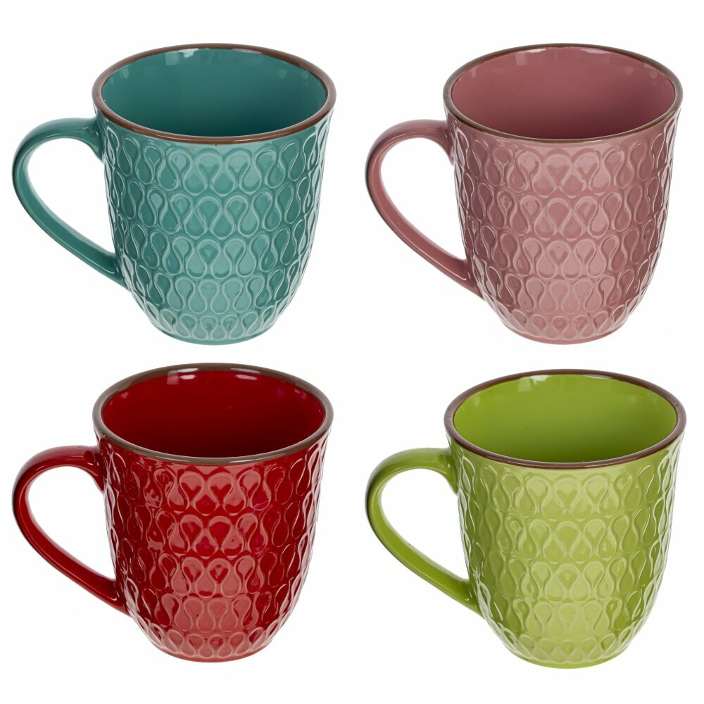 Кружка, набор из 4-х шт на подставке, 400 мл, 25х15х26см KSM-795236