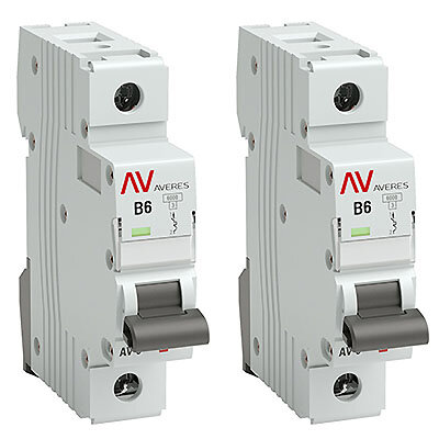 Автоматический выключатель EKF Averes AV-6 (mcb6-1-06B-av) 1P 6А тип В 6 кА 230 В на DIN-рейку (2 шт.)