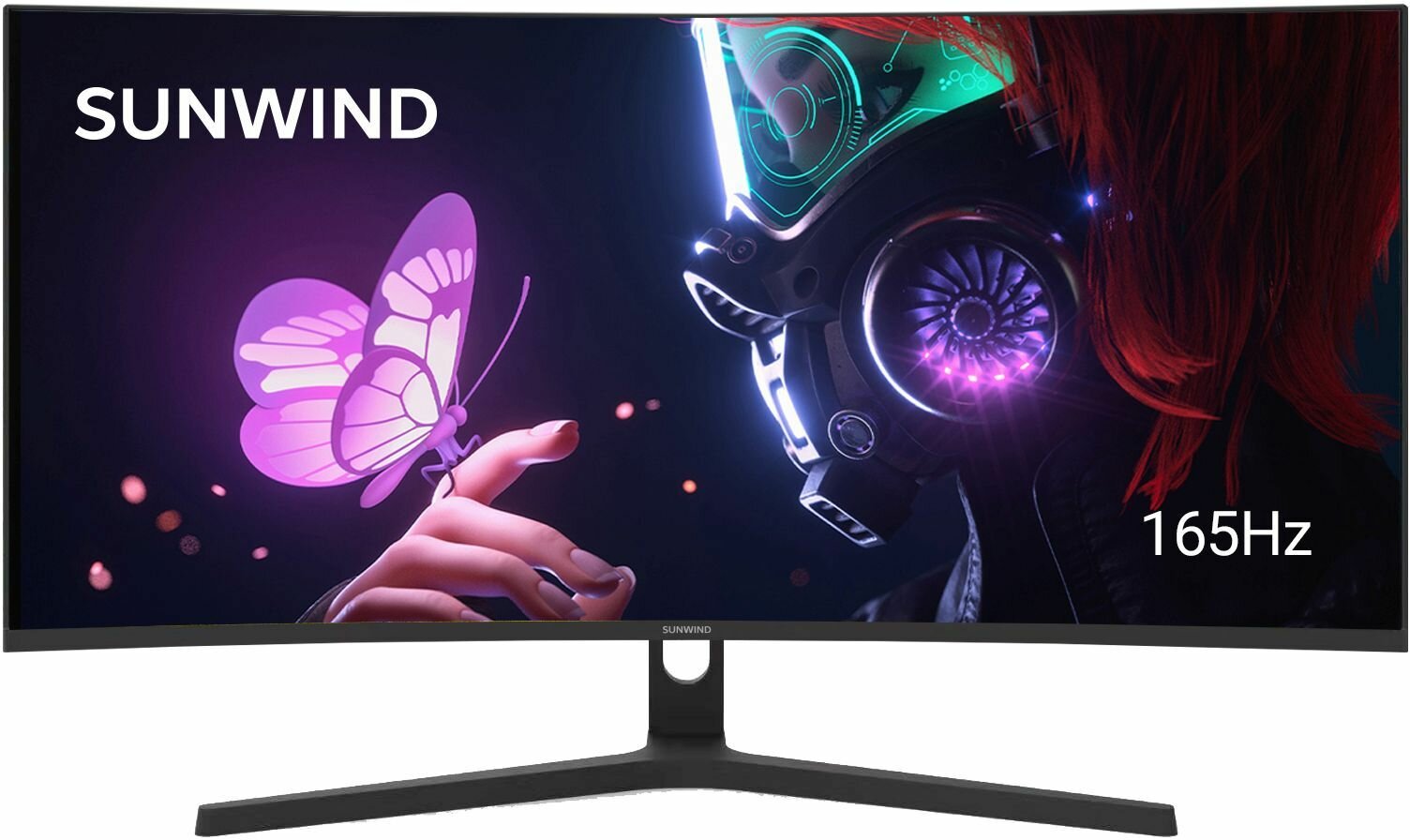 Монитор SunWind 34", SM-34QV401 3440х1440, с частотой 165 Гц, антибликовое покрытие, черный