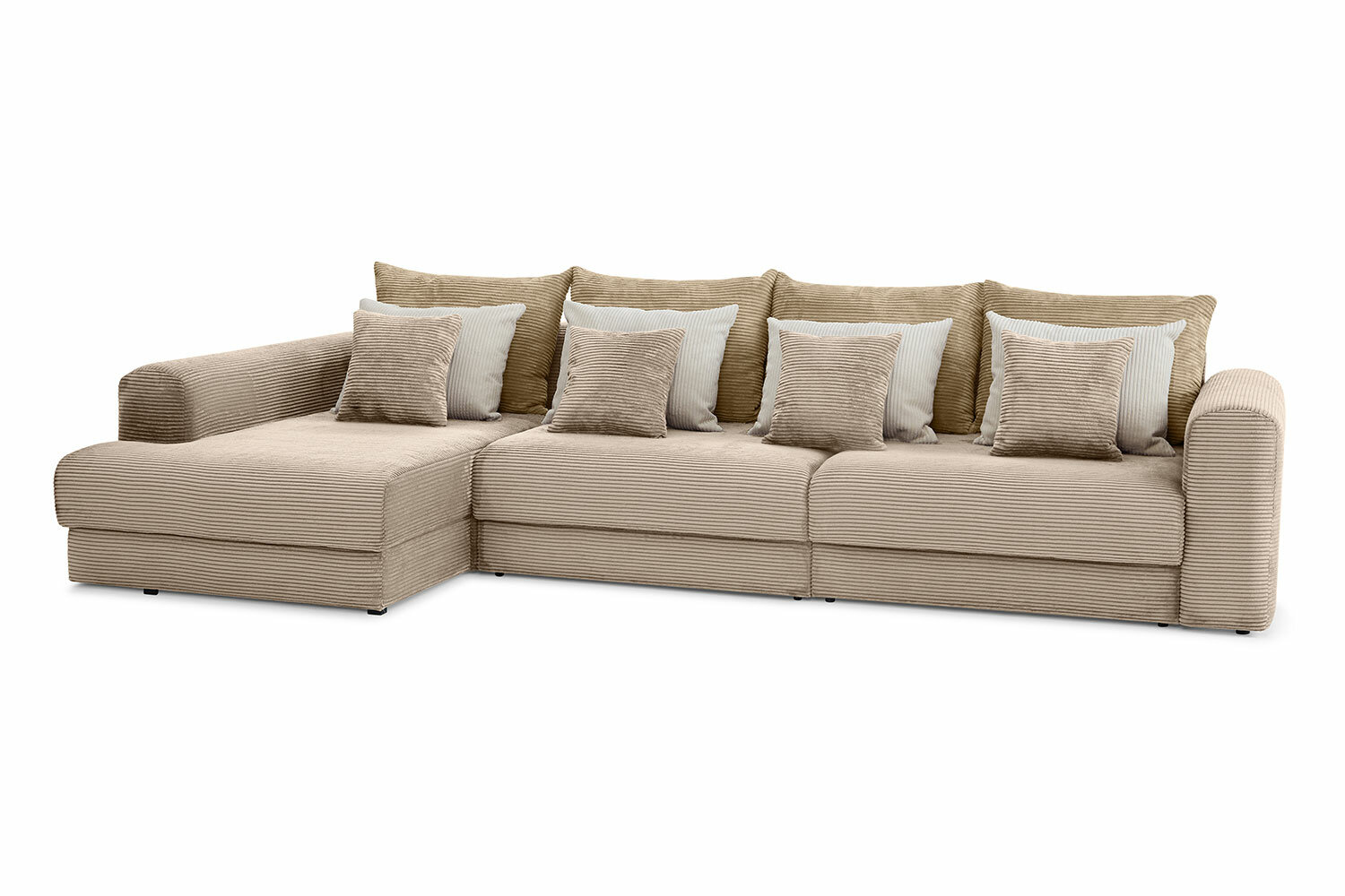 Угловой диван-кровать SOLANA Мэдисон, 329х84х179 см, левый угол, обивка вельвет, цвет мокко