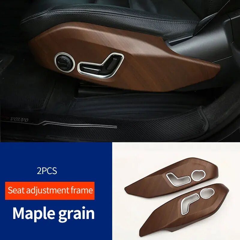 Для volvo xc90 xc60 s90 s60 v90 v60 наклейки для украшения интерьера автомобильные аксессуары регулировка сиденья декоративная рамка крышка 2pcs, 2015-2024 xc90