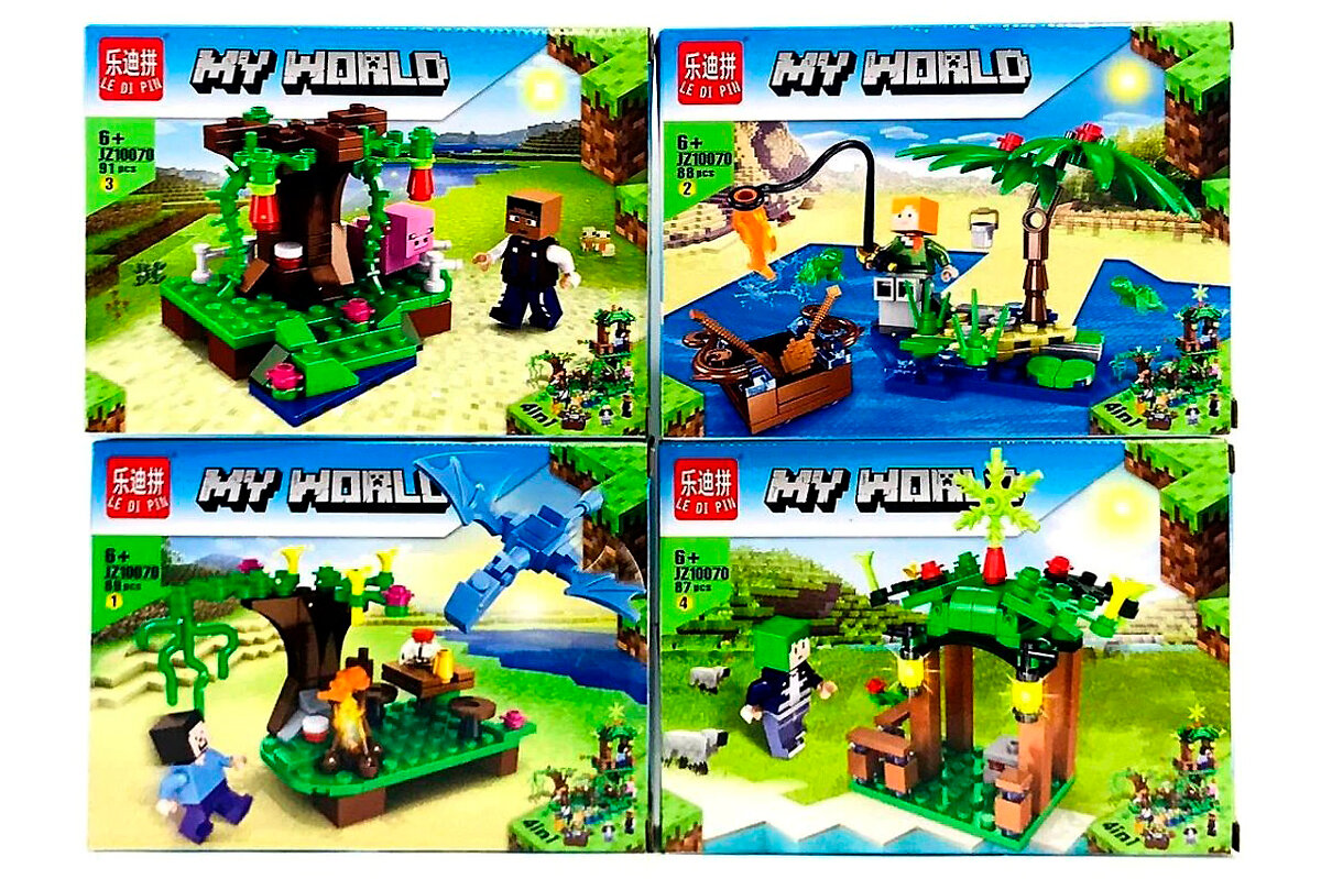 Конструктор Майнкрафт Дом Стива на дереве 4в1 JZ10070 DE LE PIN My World, 87-91 дет цена за 1 штуку!