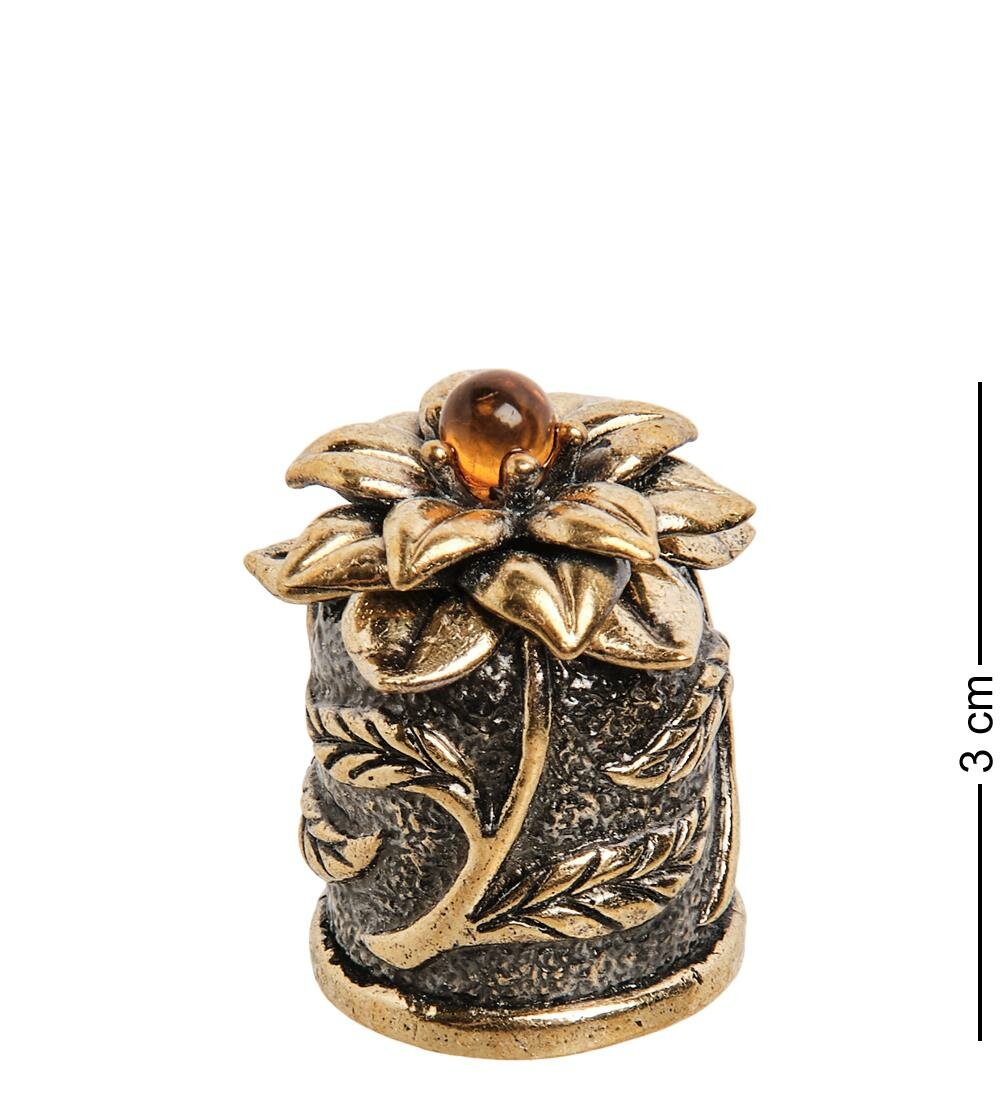 Наперсток из янтаря и латуни "Лотос с магнитом" A2104216 Народные промыслы, Латунь, янтарь
