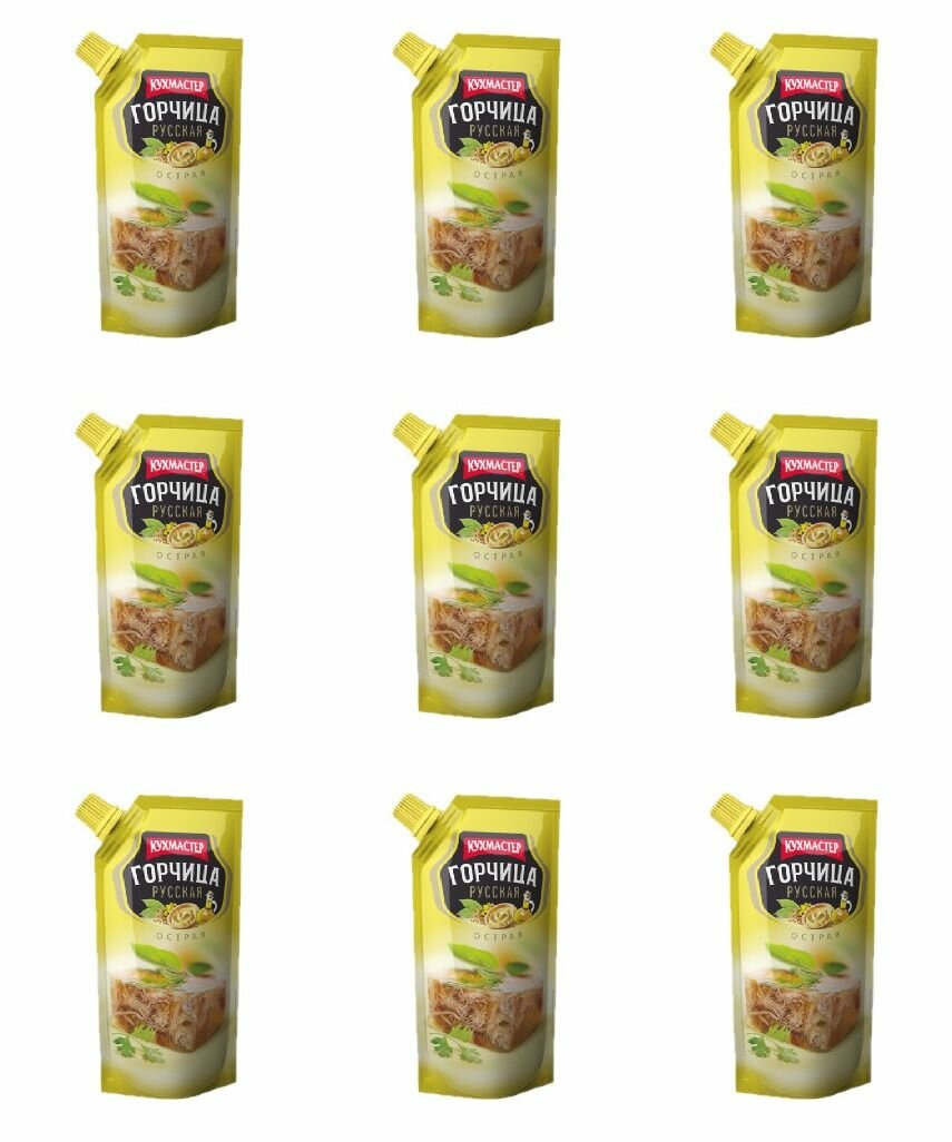 Кухмастер Горчица Русская, столовая дой-пак, 140 г, 9 уп