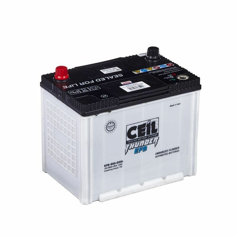 Аккумулятор автомобильный CEIL JIS EFB-S95-D26L арт. EFB-S95-D26L, EXIDE, Ёмкость 80Ah, Пусковой ток 750A, 260*173*225
