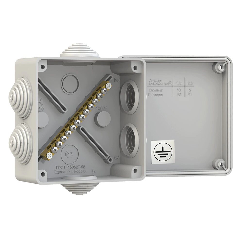 Коробка уравнивания потенциалов Промрукав, открытой установки, 80 х 80 х 40 мм