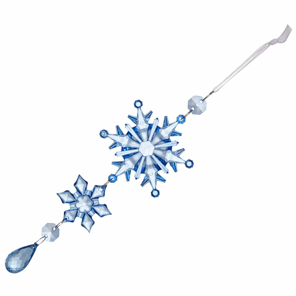 Рождественский Акриловый Прозрачный Кулон В Виде Снежинки-Двойной Синий