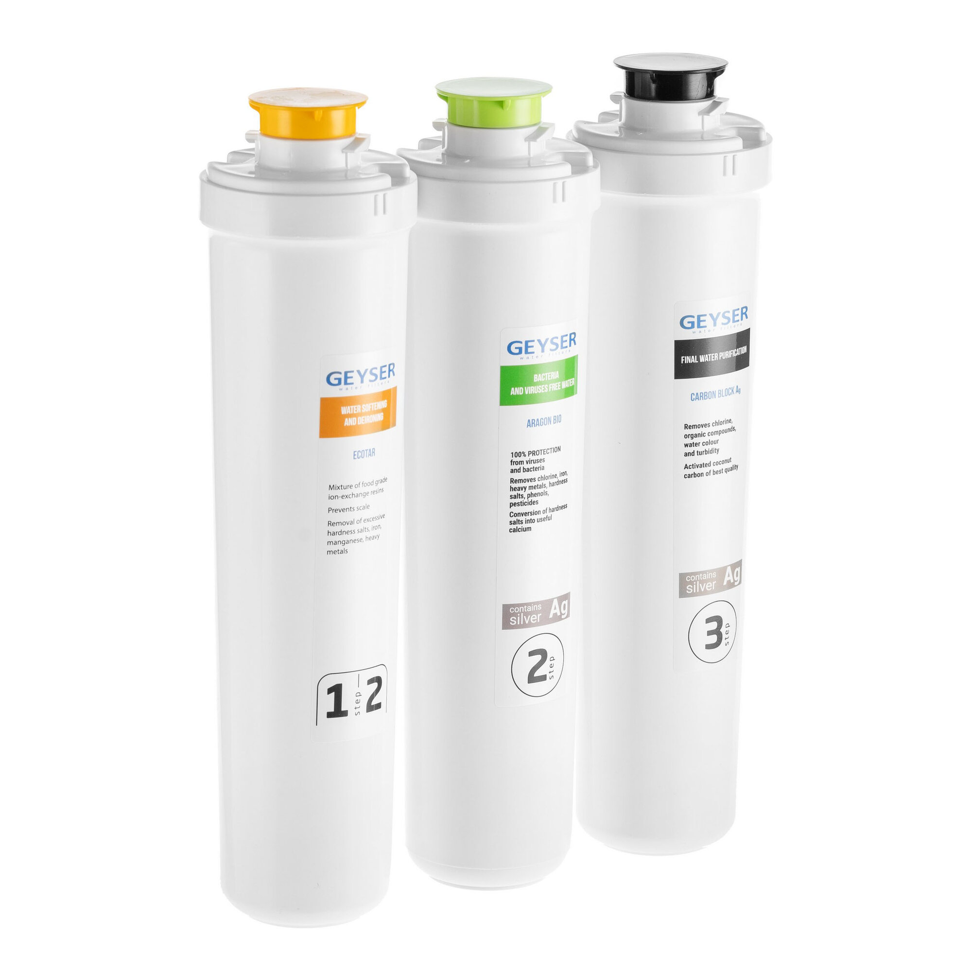 Комплект картриджей Гейзер "Смарт Био", для жесткой воды, 3 ступени очистки 50104