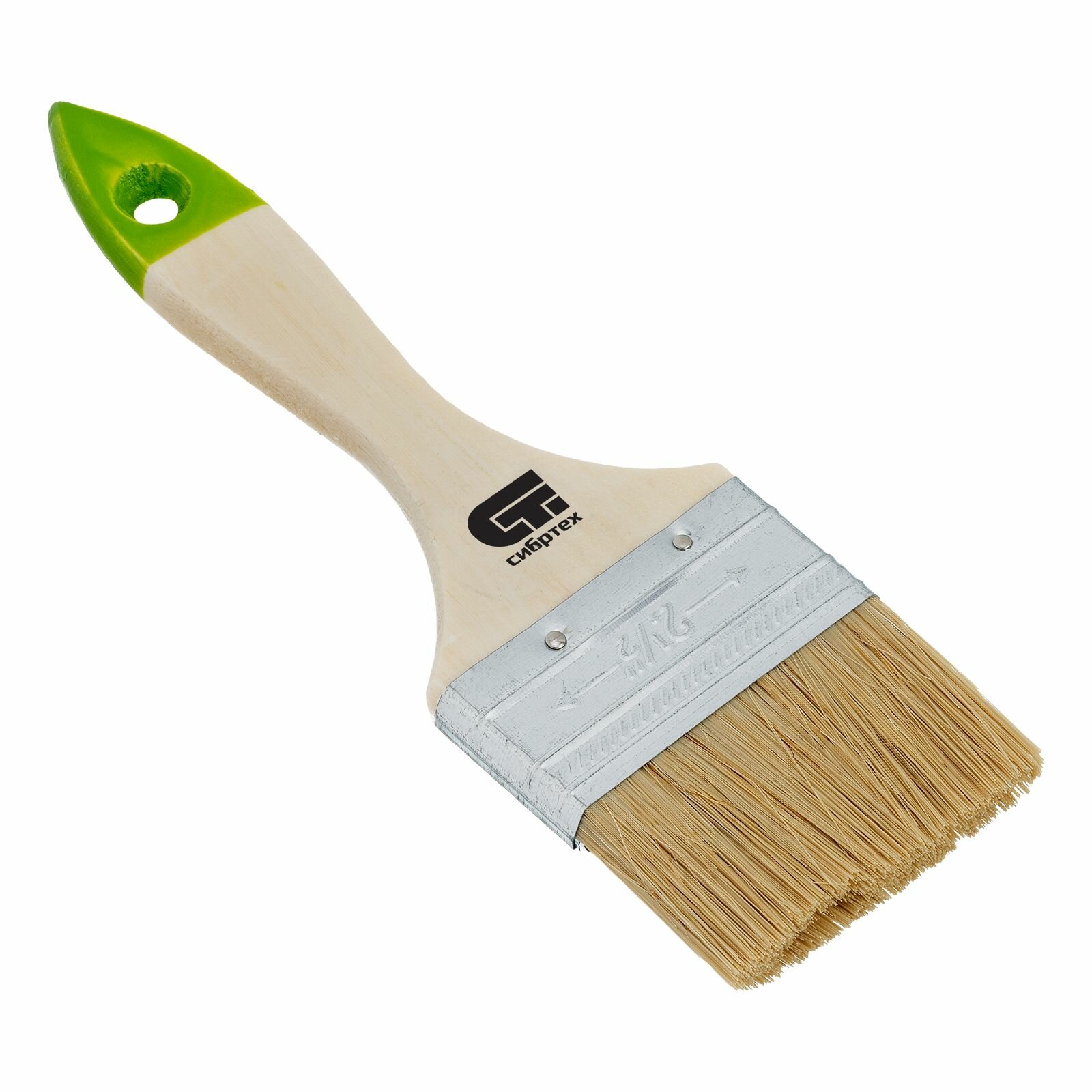 Кисть малярная СИБРТЕХ плоская 63 мм, натуральная щетина, деревянная ручка (82264)