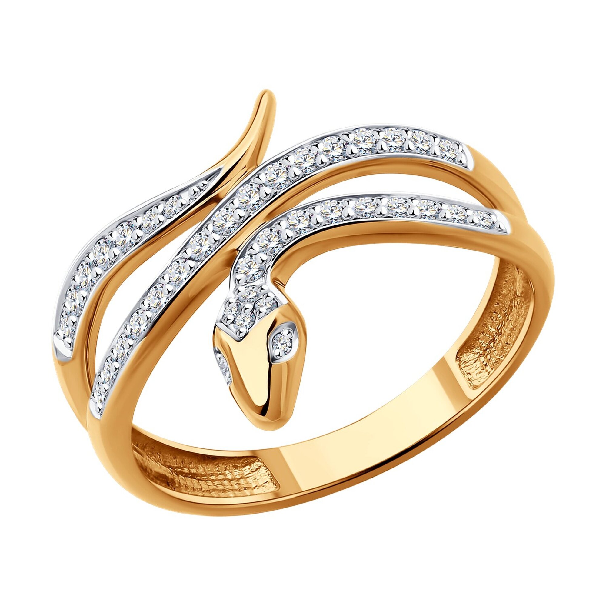 Кольцо дорожка, красное золото, 585 проба, бриллиант