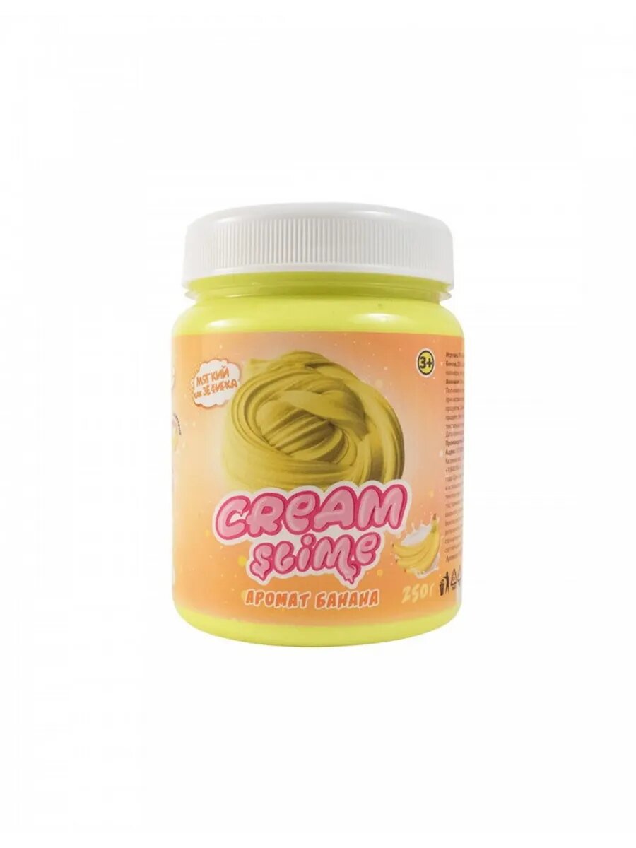 Слайм cream-slime, желтый, с ароматом банана, 250мл