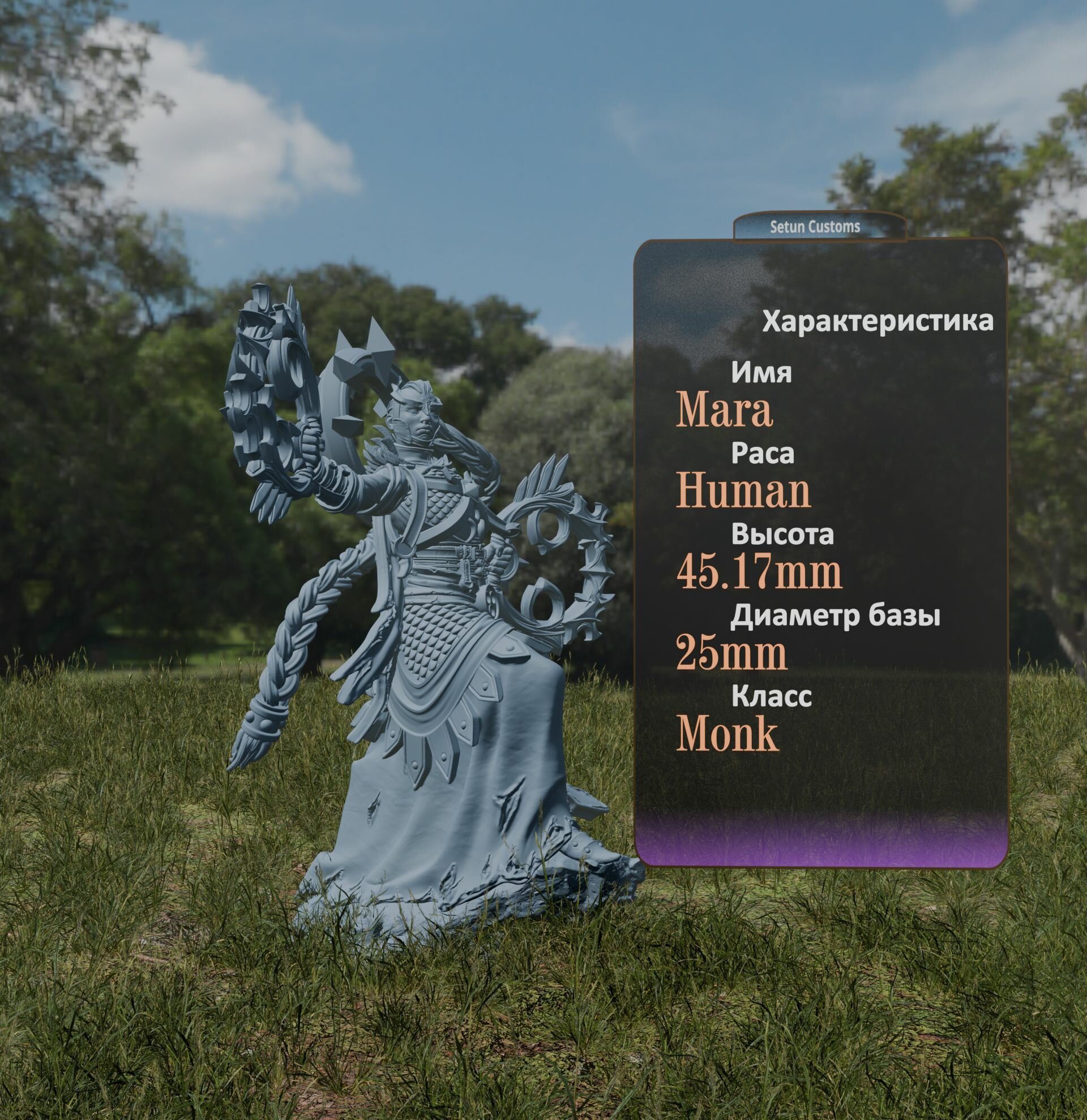 Фигурка для DnD Человек Human Монах Monk Мара, Беззвездная Пустота