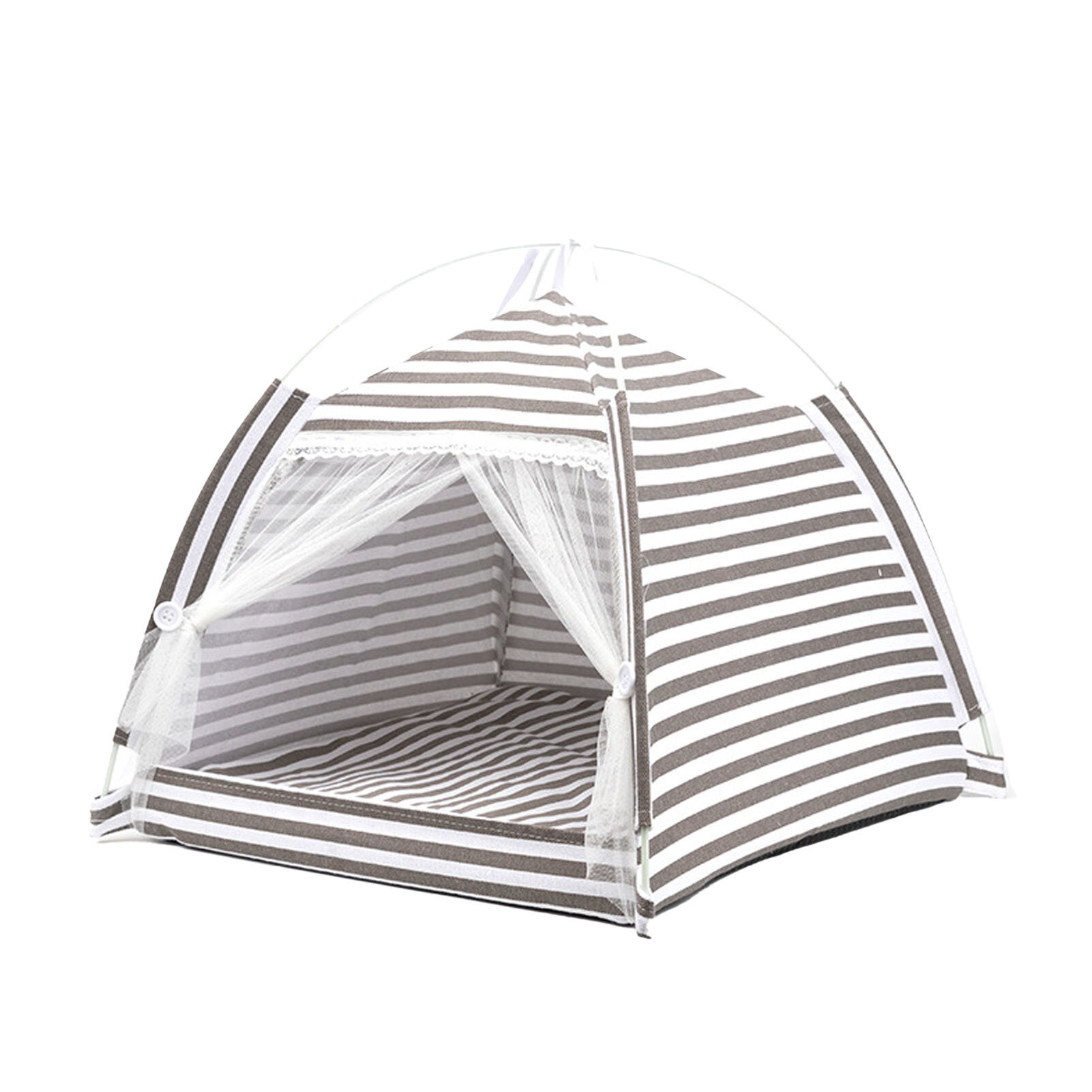 Теплая спальная палатка для домашних животных, съемная хлопковая льняная комнатная палатка для домашних животных, кошек, собак, маленьких и средних домашних животных, серая полоска