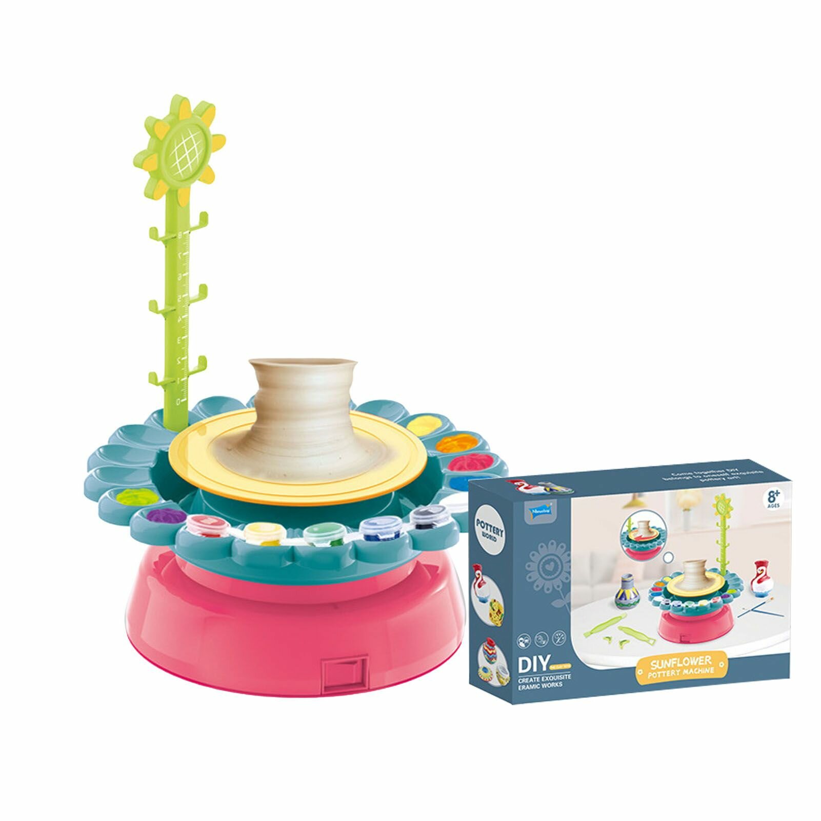 Набор детских гончарных кругов, образовательное занятие своими руками, лепка из глины насыщенного цвета, гончарная машина для сушки на воздухе, зеленый красный