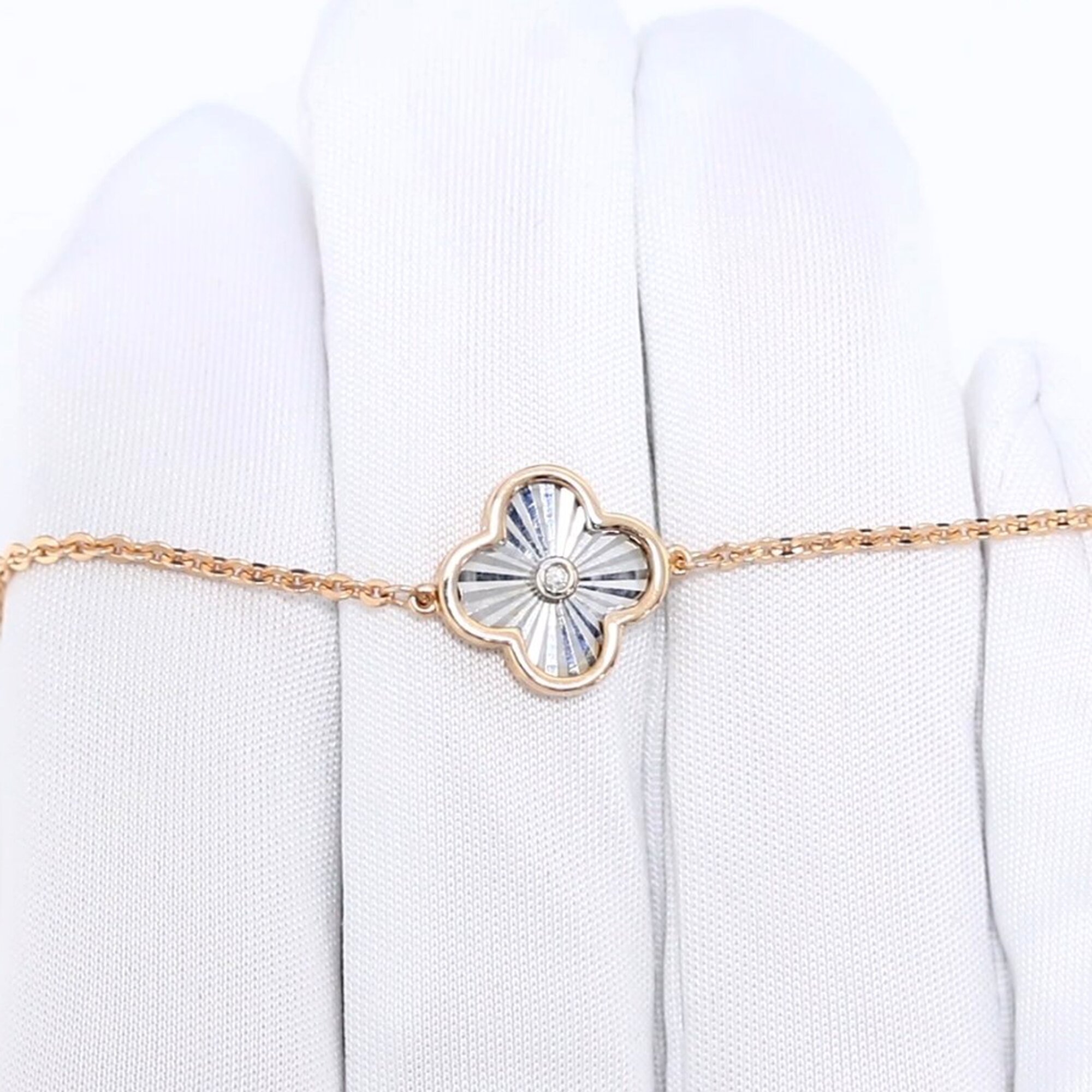 Браслет, красное золото, 585 проба, бриллиант