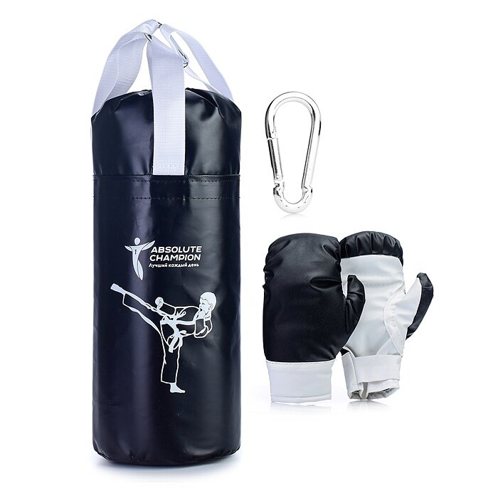 Детский боксерский набор Absolute Champion "Я-Чемпион" 6 кг черный, перчатки, груша