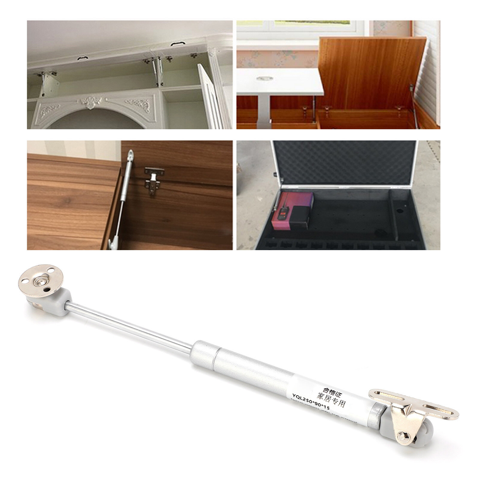 Гидравлический шток опоры с открытием вверх пневматический газовый амортизатор пружина длинный кусок дисковое соединение YQL250x90x15150N, материал углеродистая сталь, центр расстояния 250мм, ход 90мм, 1 шт гидравлический шток опоры, 5 шт аксессуарных