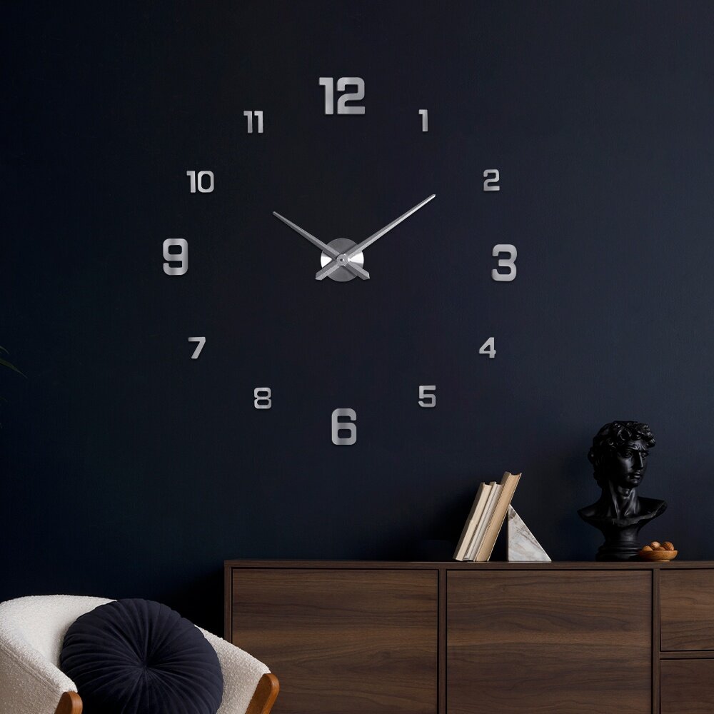 Часы настенные 1200-002 модульные 3D серебристый глянец