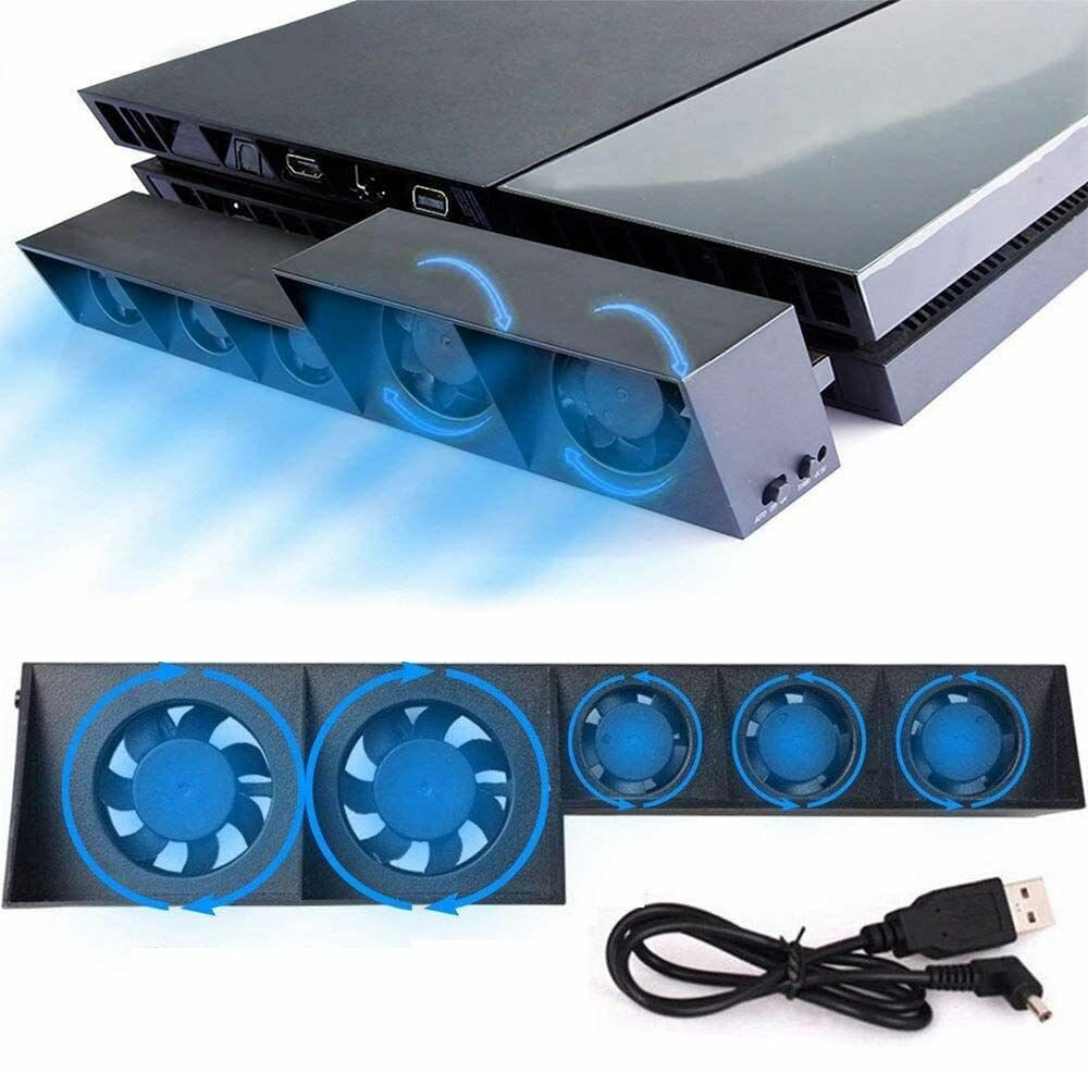 5-вентиляторный охлаждающий блок для PS4 с турбо-режимом и USB-питанием
