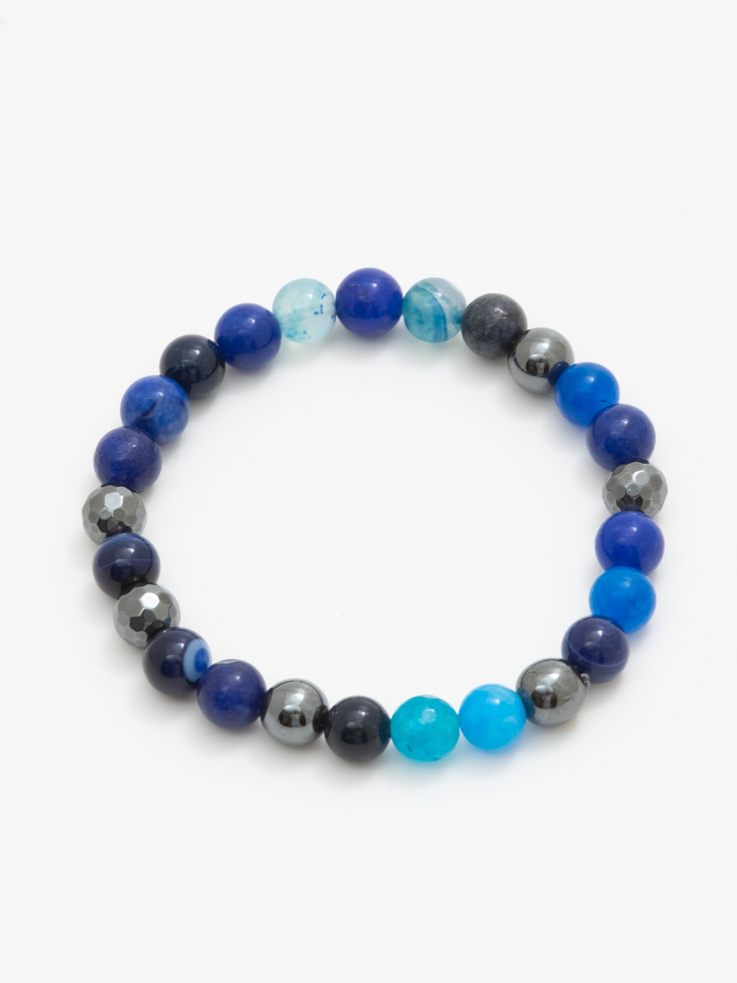 Браслет, лазурит, кварц, агат, гематит