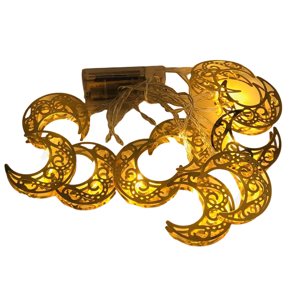 Рамадан Ид Гирлянда на батарейках Лунная Звезда Лампа Мубарак Луна Светодиодные Гирлянды для Крытых Фестиваля Рамадан Украшения