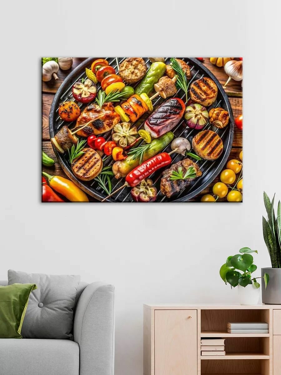 Картина на стену "Блюда на мангале", 70x50 см
