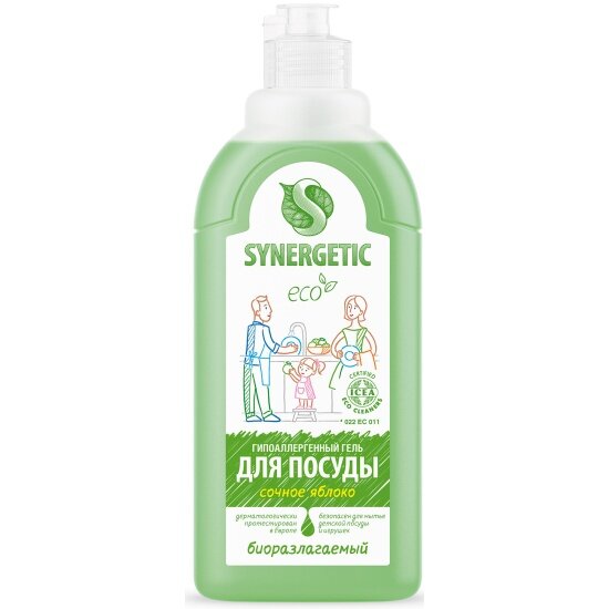 Гель для мытья посуды Synergetic Сочное Яблоко, 500 мл