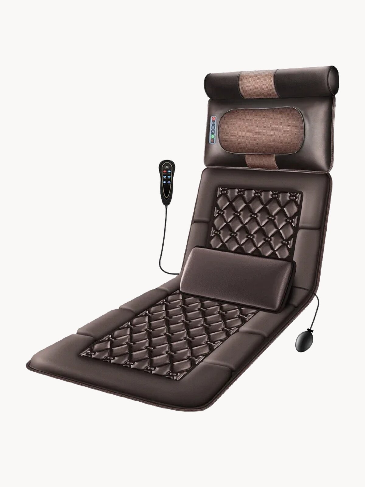Массажный матрас STARRKO с подогревом, с пультом, c роликами и вибромассажем коричневый