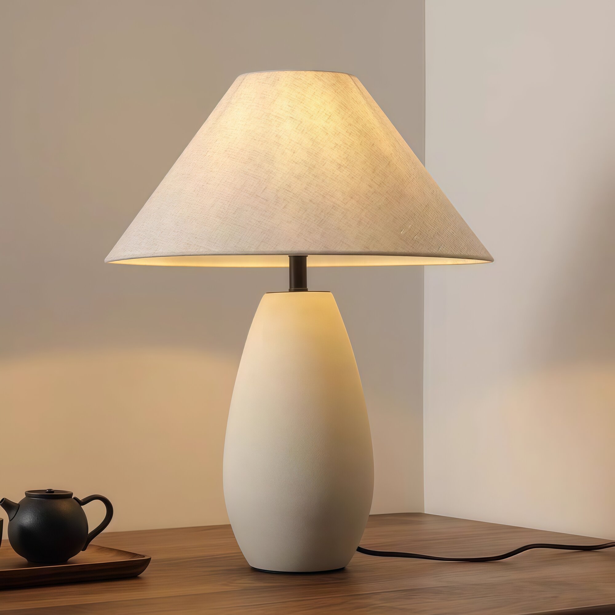 Настольная лампа Clear Lighting "ВЕЛ", питани, диммер, бежевый плафон