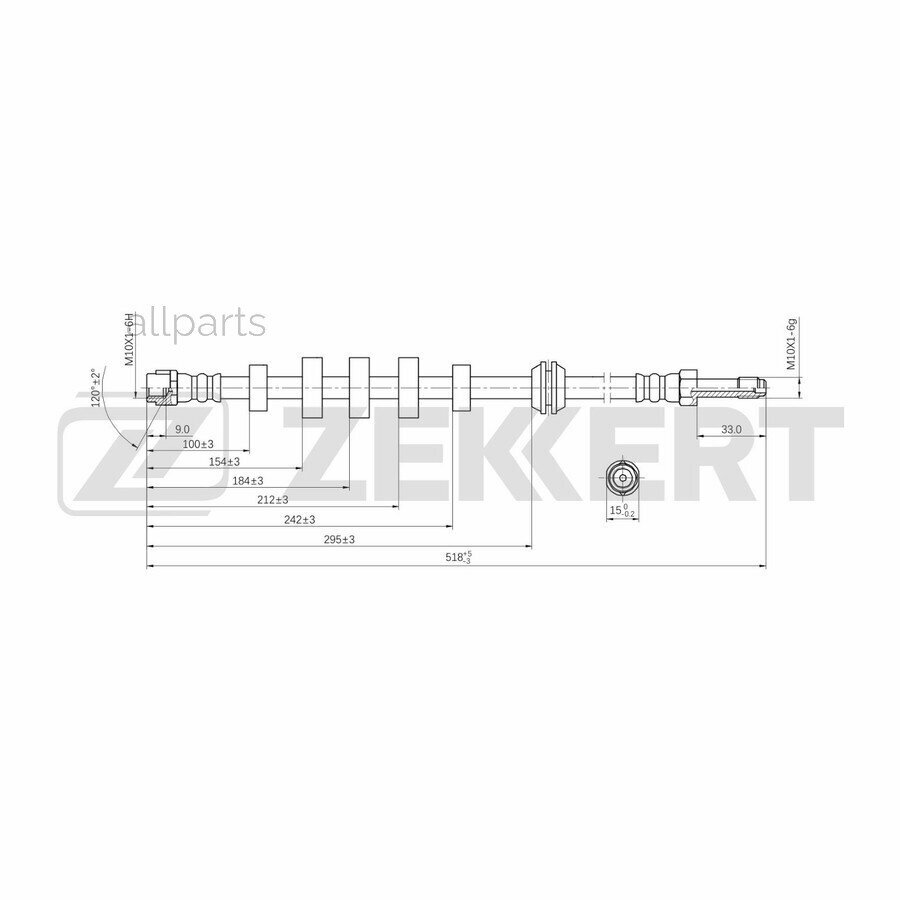 ZEKKERT BS-9103 Шланг тормозной передний Audi A4 IV 08- A5 IV 08-