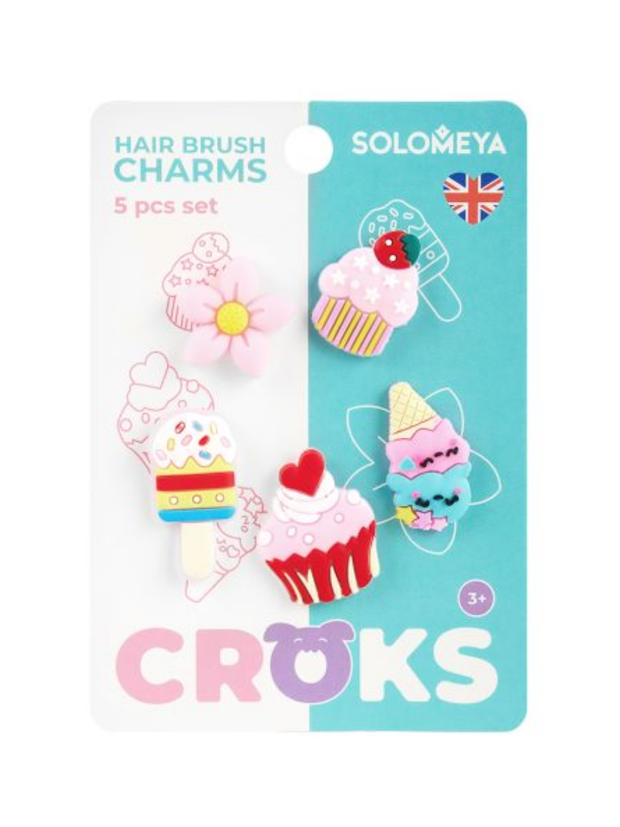 Набор украшений для расчески Мороженое Solomeya Set of charms for hair brush Ice Cream, 5 шт