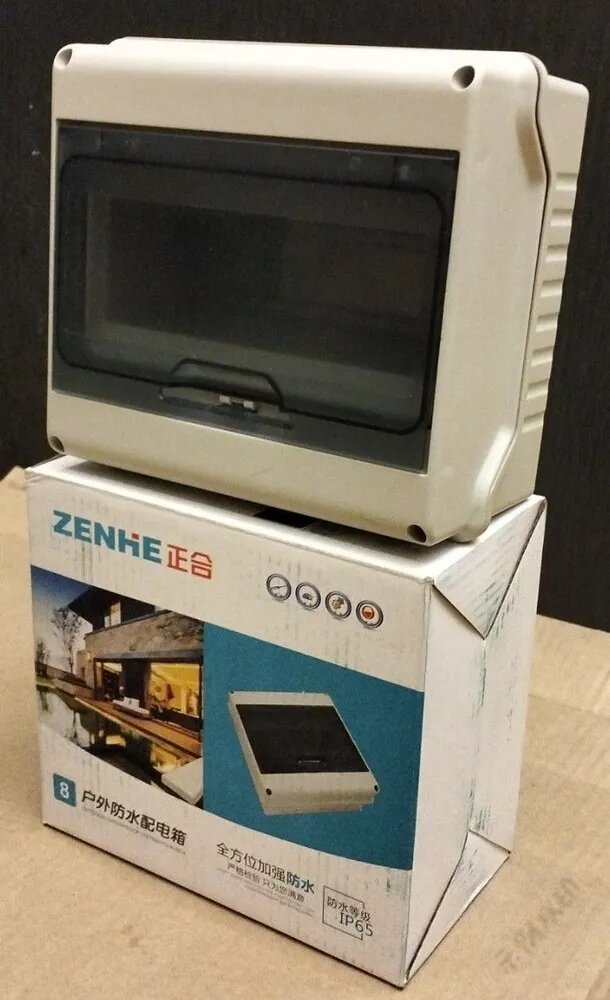 Распределительный щит ZENHE с прозрачной дверцей, 8 модулей, IP65, для навесного монтажа, пластик, серый, 175x156x90 мм — фото 1