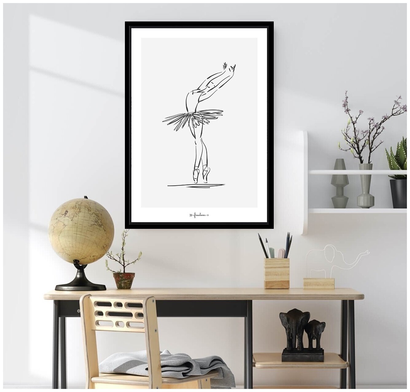 Постер "Балерина" 40x50 в черной рамке на стену для интерьера