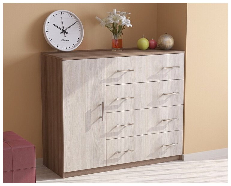 Комод Мебелинк 500-06 Ясень Шимо светлый для одежды 105*90*43