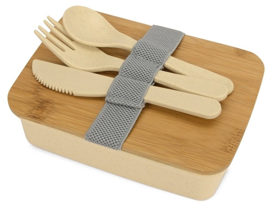 Ланч-бокс "Lunch" из пшеничного волокна с бамбуковой крышкой