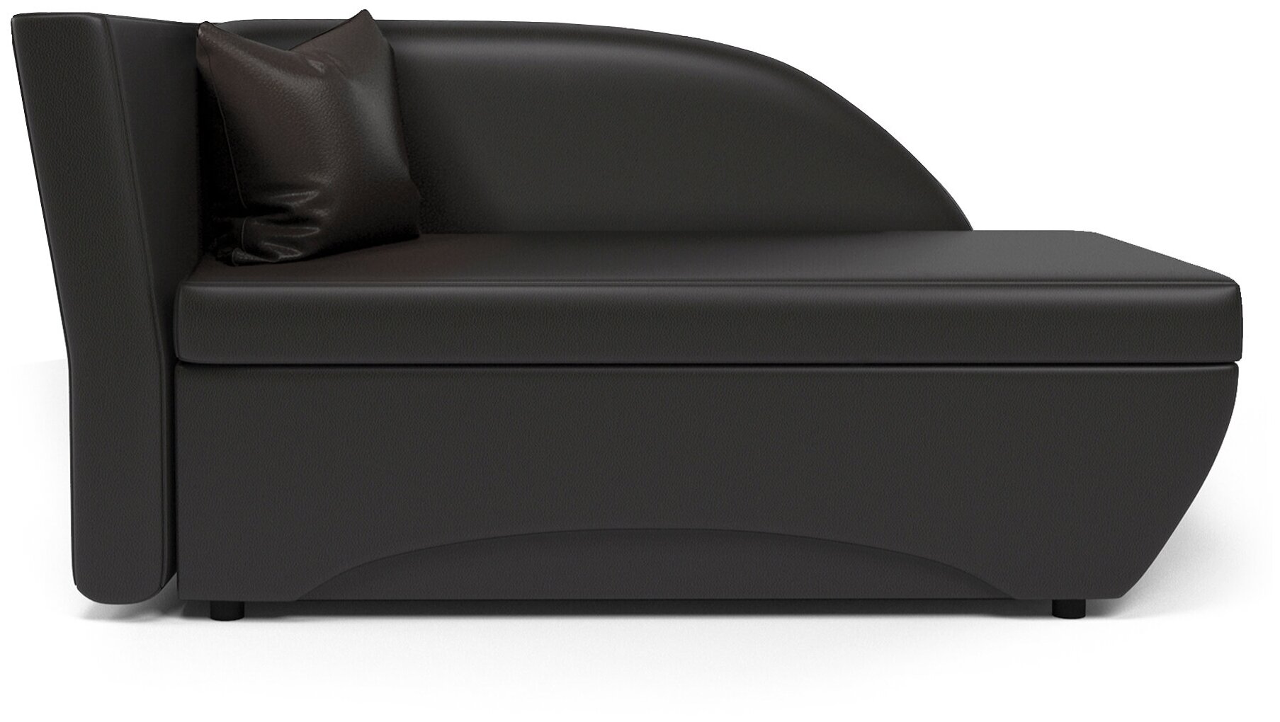 Диван Трио, кушетка, раскладной механизм 152х87х82 см, с ящиком, экокожа коричневый левый