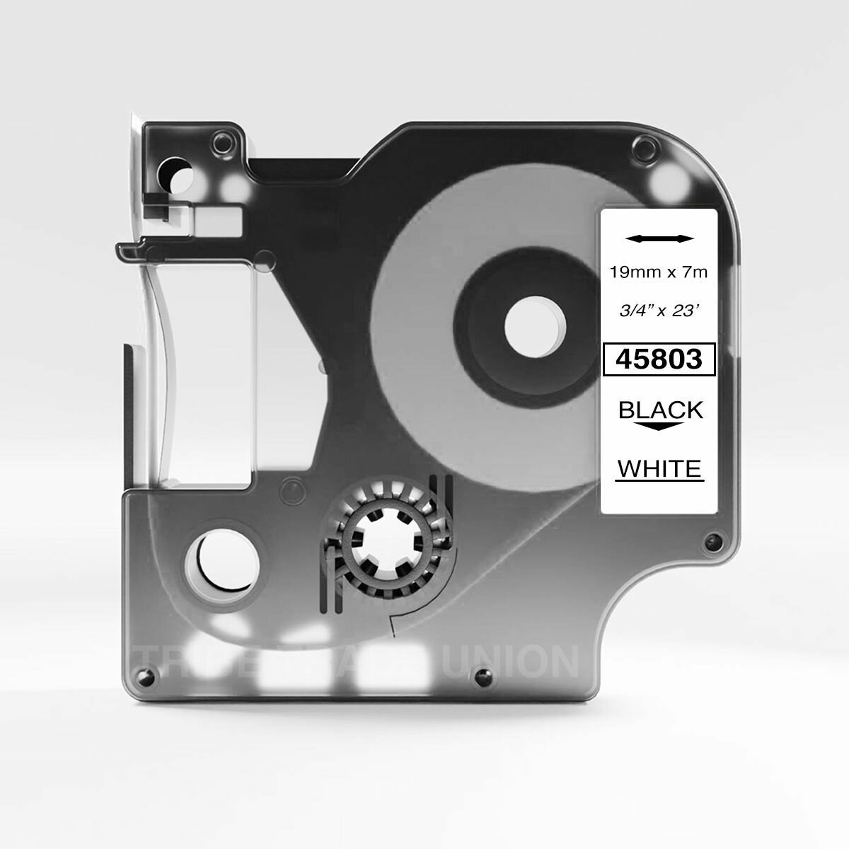 Картридж для принтера Dymo D1 45803 19 мм х 7 м, черный текст на белой ленте / Кассета с лентой 45803 / Лента для Dymo D1 45803, пластиковая, белая / Риббон для принтера Dymo D1 / Картридж ленточный для принтера Dymo D1 45803