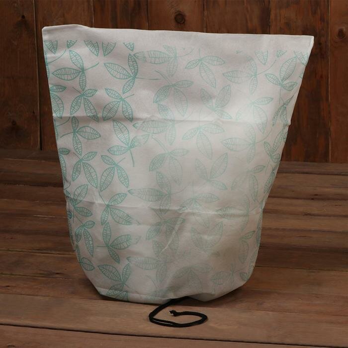 Чехол для растений, прямоугольный на завязках, 80 x 60 см, спанбонд с УФ-стабилизатором, плотность 100 г/м2, белый, Листья