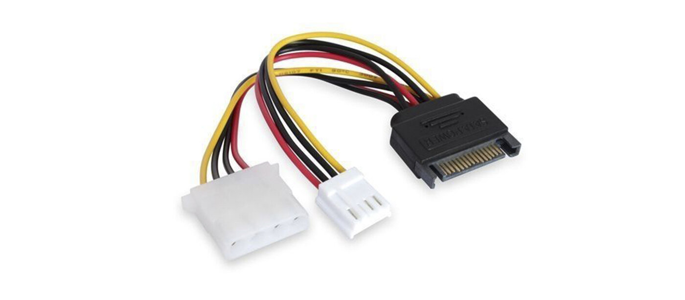 Кабель SATA питания-разветвитель GCR SATA 15pin/MOLEX 4pin/Molex FDD 4pin