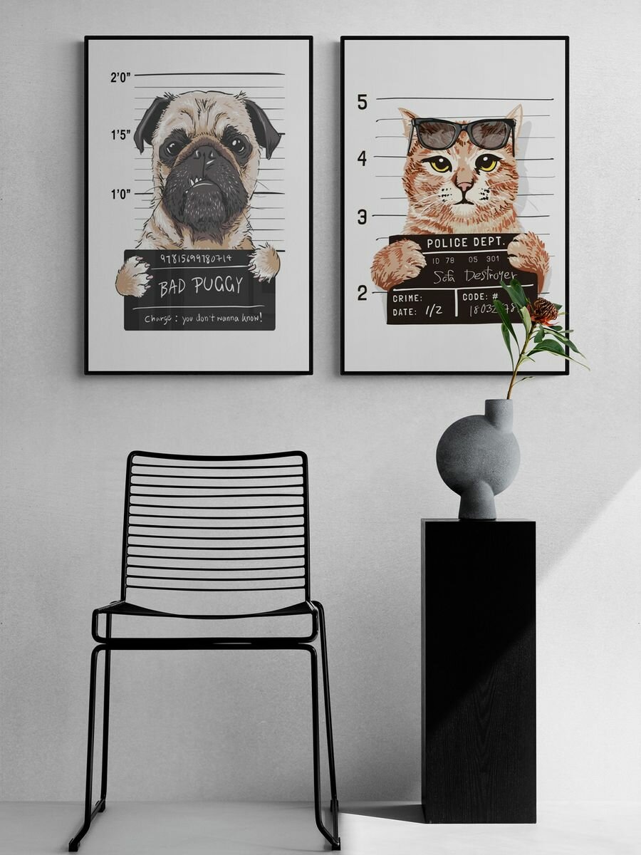 Набор из двух постеров Разыскиваемые Кот и Мопс