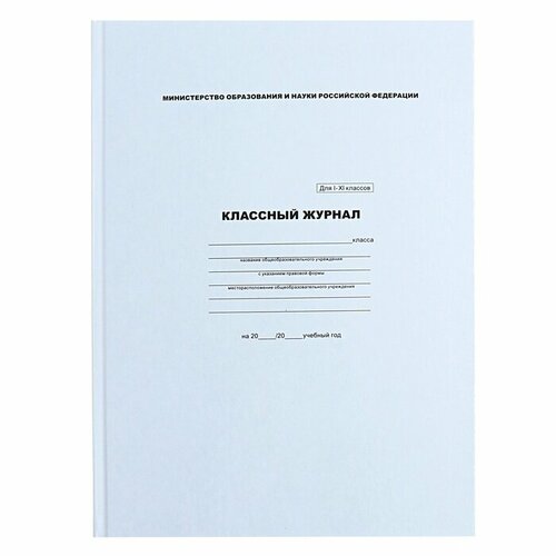 Классный журнал для 1-11 классов А4, 96 листов, твёрдая обложка, белый ...