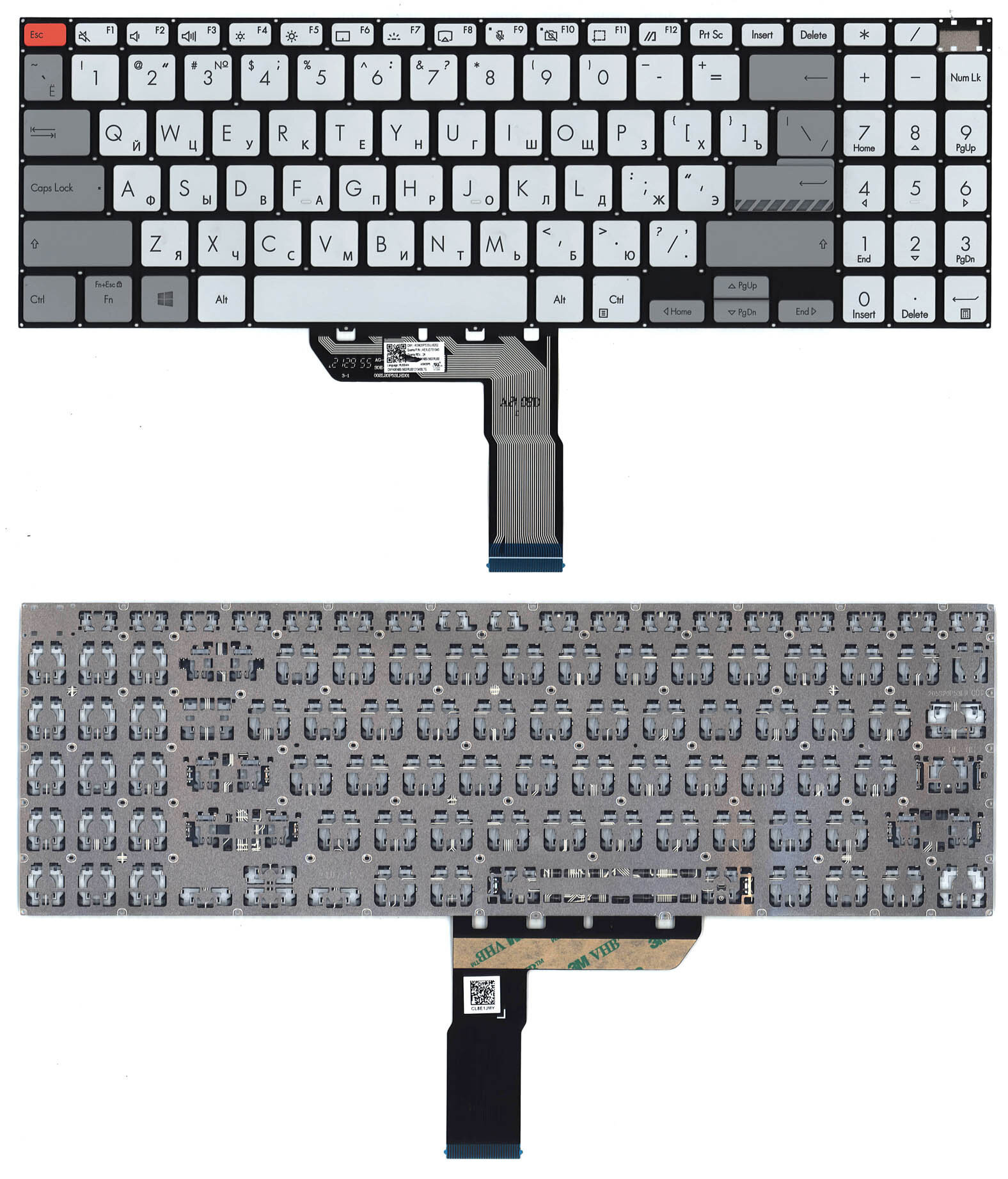 Клавиатура для Asus VivoBook PRO 16 M7600QA Silver без подсветки p/n: 0KNB0-560XRU00, AEXJD701040