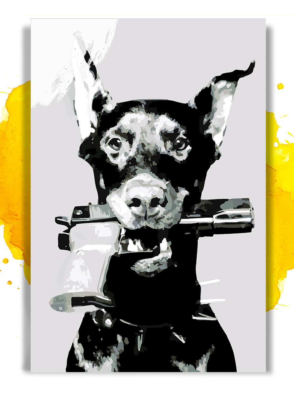 Картина по номерам на холсте Доберман с пистолетом, 40 х 60 см