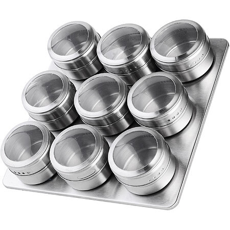 Набор баночек для приправ, специй и сыпучих продуктов 10пр нерж/плас 40471 KSMB-40471