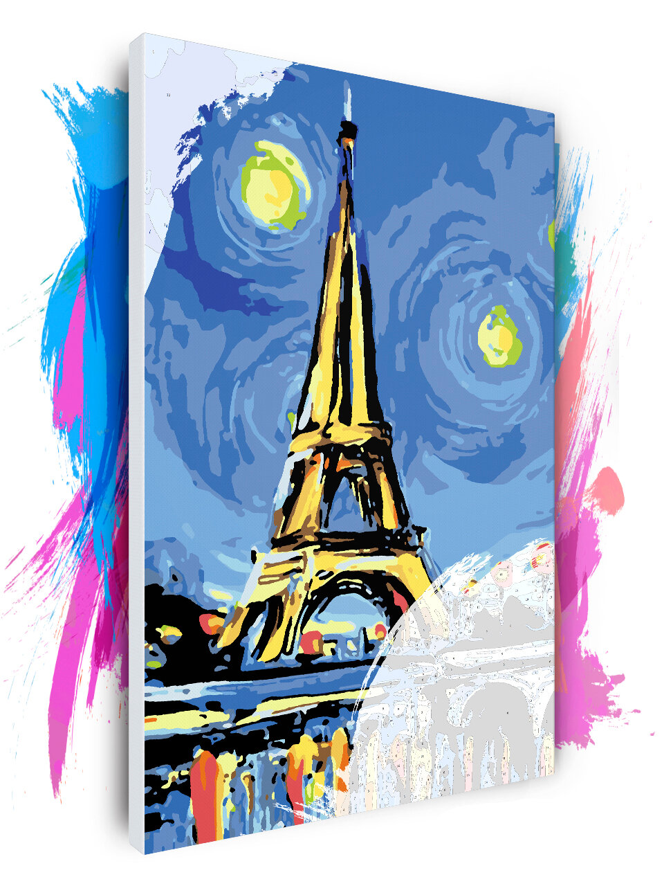 Картина по номерам на холсте Абстрактная Эйфелева башня, 100 х 150 см