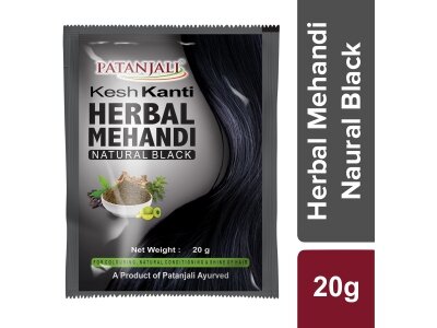 Kesh Kanti Herbal Mehendi NATURAL BLACK, Patanjali (Кеш Канти, Хна для волос натуральный черный, Патанджали), 20 г.