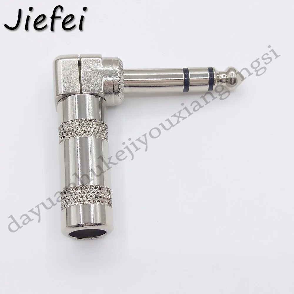 Латунный угловой штекер для микрофона 6,35 мм stereo