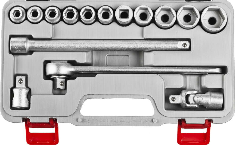 НИЗ Шоферский инструмент №2Д, 15 предм, 1/2″, в пластиковом кейсе, набор торцовых головок (2761-20)