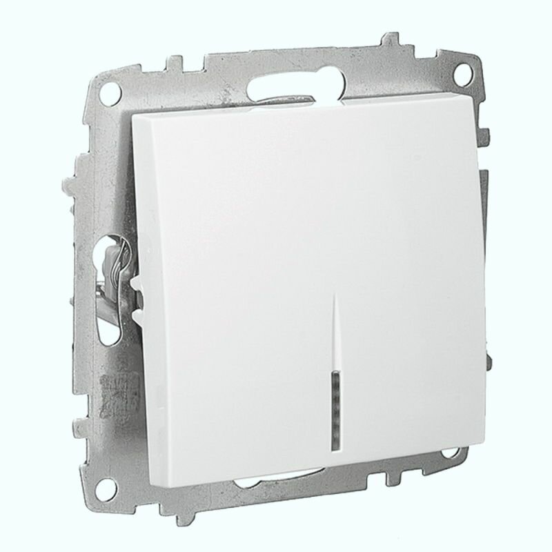 Выключатель с подсветкой (механизм) EL-BI Zena Vega Natural одноклавишный без рамки молочно-белый с/п 609-010200-201