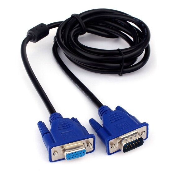 Кабель удлинитель VGA Pro Cablexpert CC-PVGAX-1.8M, 15M/15F, экран, феррит. кольца 1.8м.
